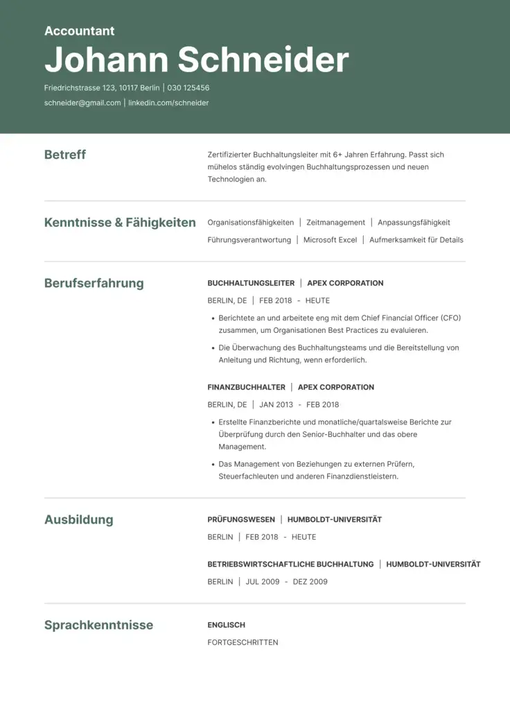 Chronologischen Lebenslauf Onlinelebenslauf